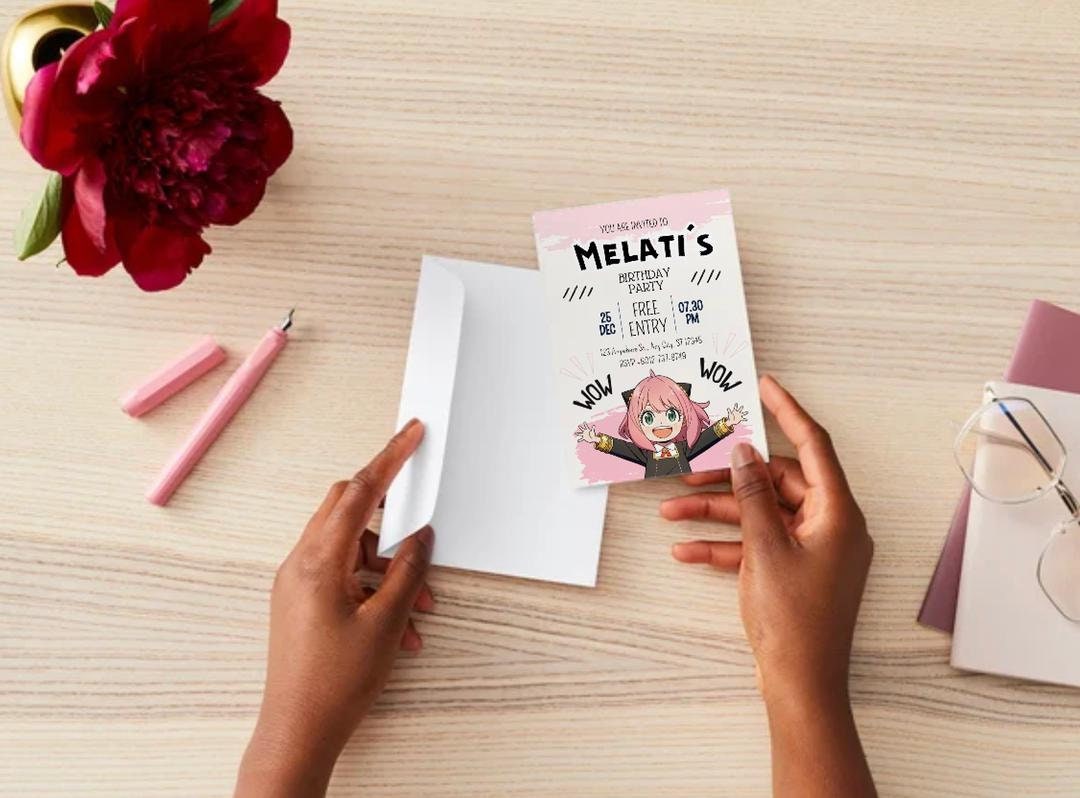 Anya Birthday Invitation Templates, Digital Spy X Birthday Invite, Anya ...