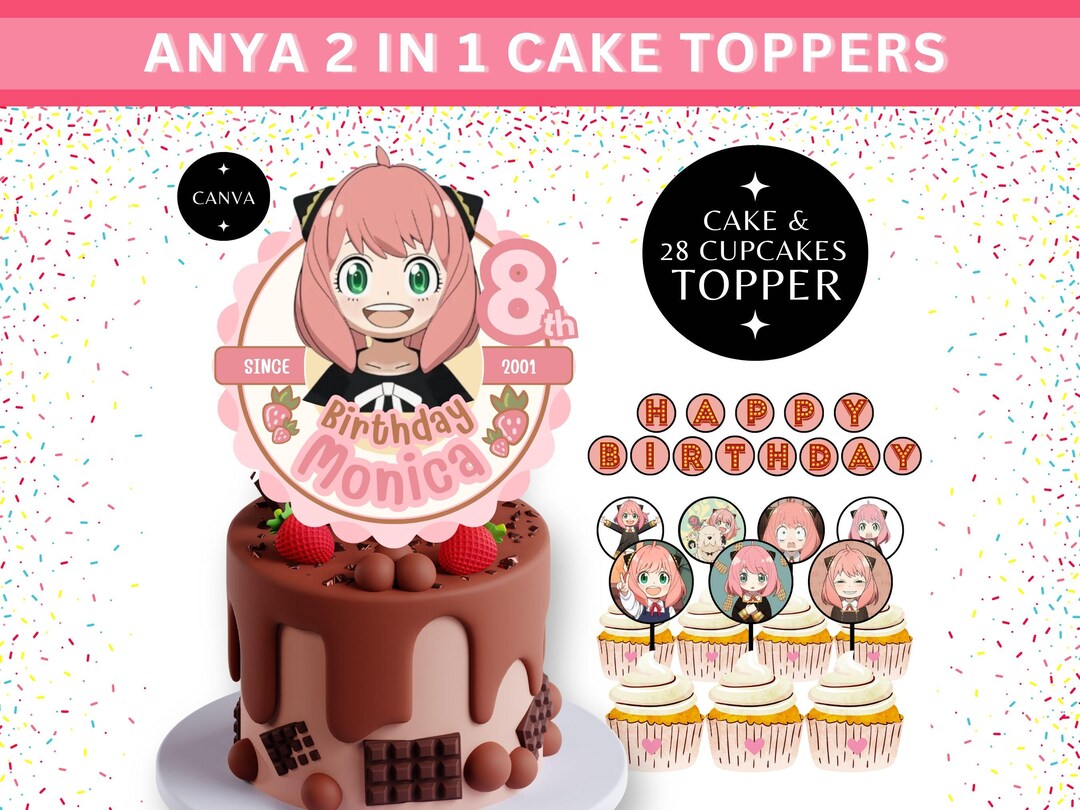 Anya Birthday Cake Toppers N Digital Cupcakes Toppers, Printables ...