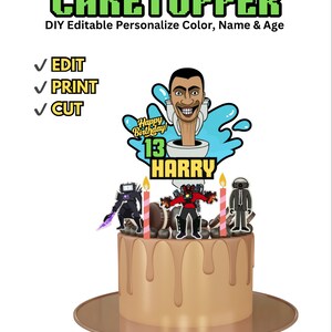 Skibidi Toilet Cake Topper and Small Caketoppers for Skibidi Birthday ...