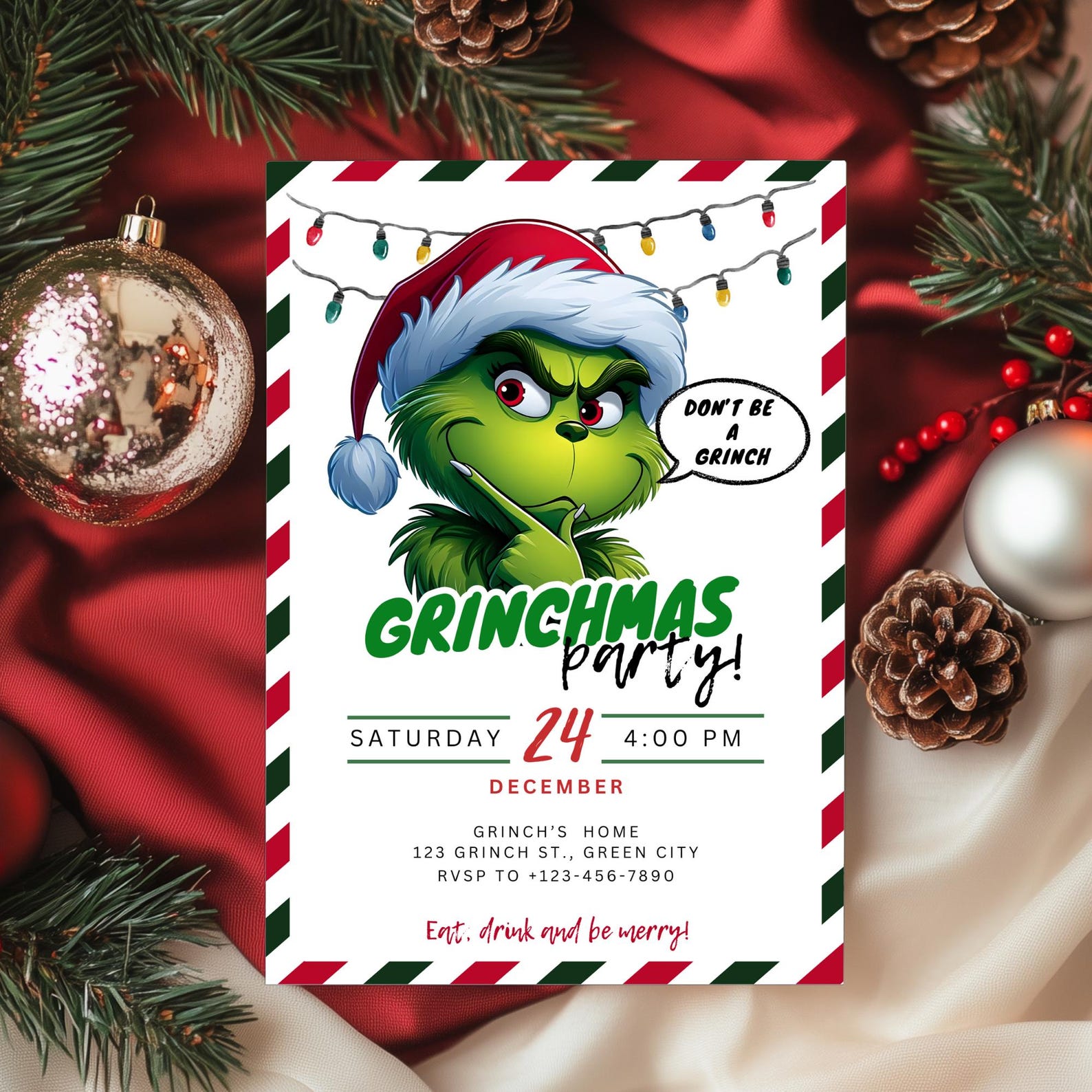 Editable Grinch Party Invitation | Merry Grinchmas Invitation | Grinch ...