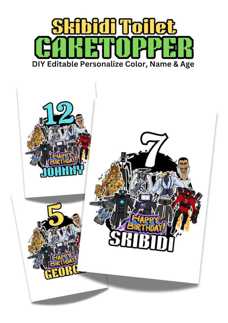 Skibidi Cake Topper Birthday, Boys Birthday, Kids Cake Topper ...