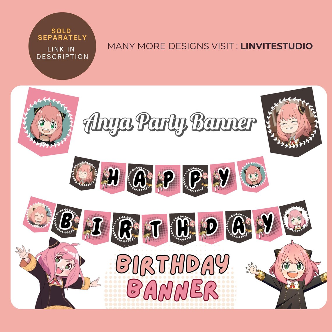 Editable Anya Birthday Invitation Printables Birthday Party Colorful ...