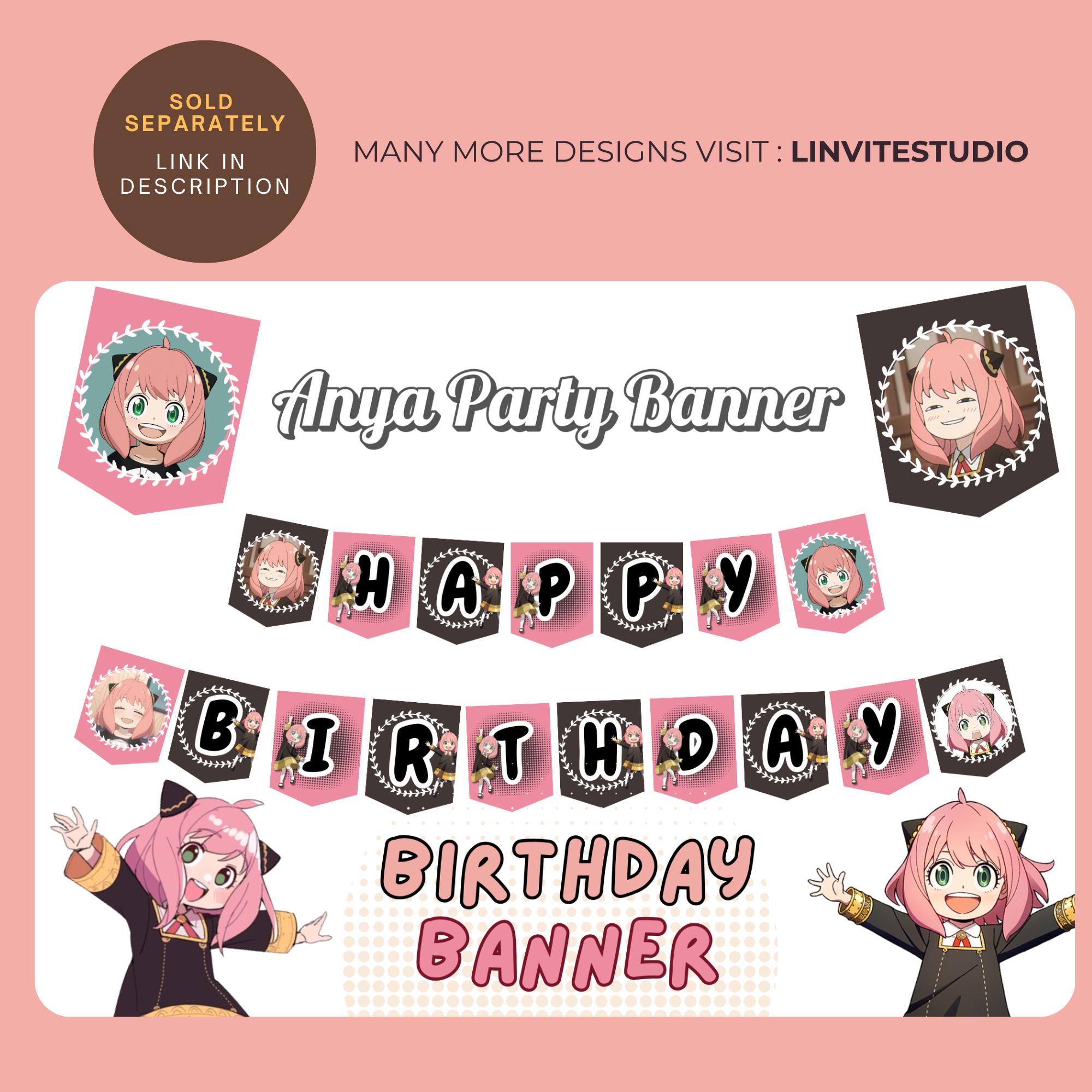Anya Birthday Invitation Templates, Digital Spy X Birthday Invite, Anya ...