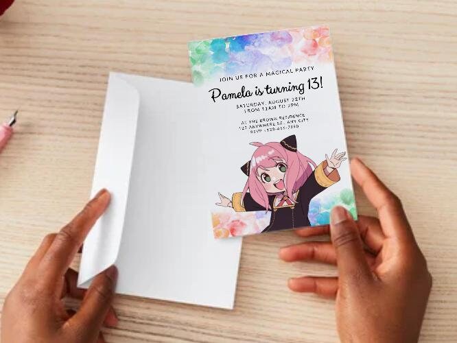 Editable Anya Birthday Invitation Printables Birthday Party Colorful ...