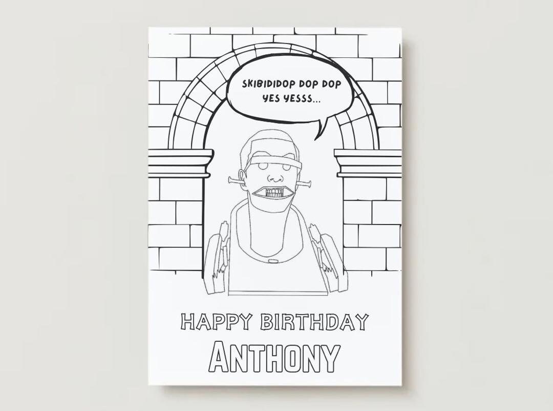 Editable Canva L DIY Boys Birthday Card Coloring Skibidi Toilet ...