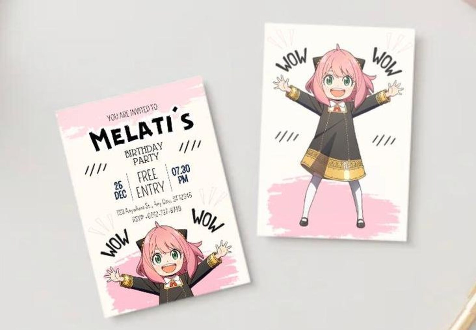 Anya Birthday Invitation Templates, Digital Spy X Birthday Invite, Anya ...