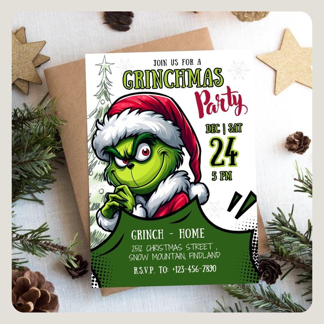 Editable Grinchmas Party Invite Christmas Party Invitation Don't Be a ...