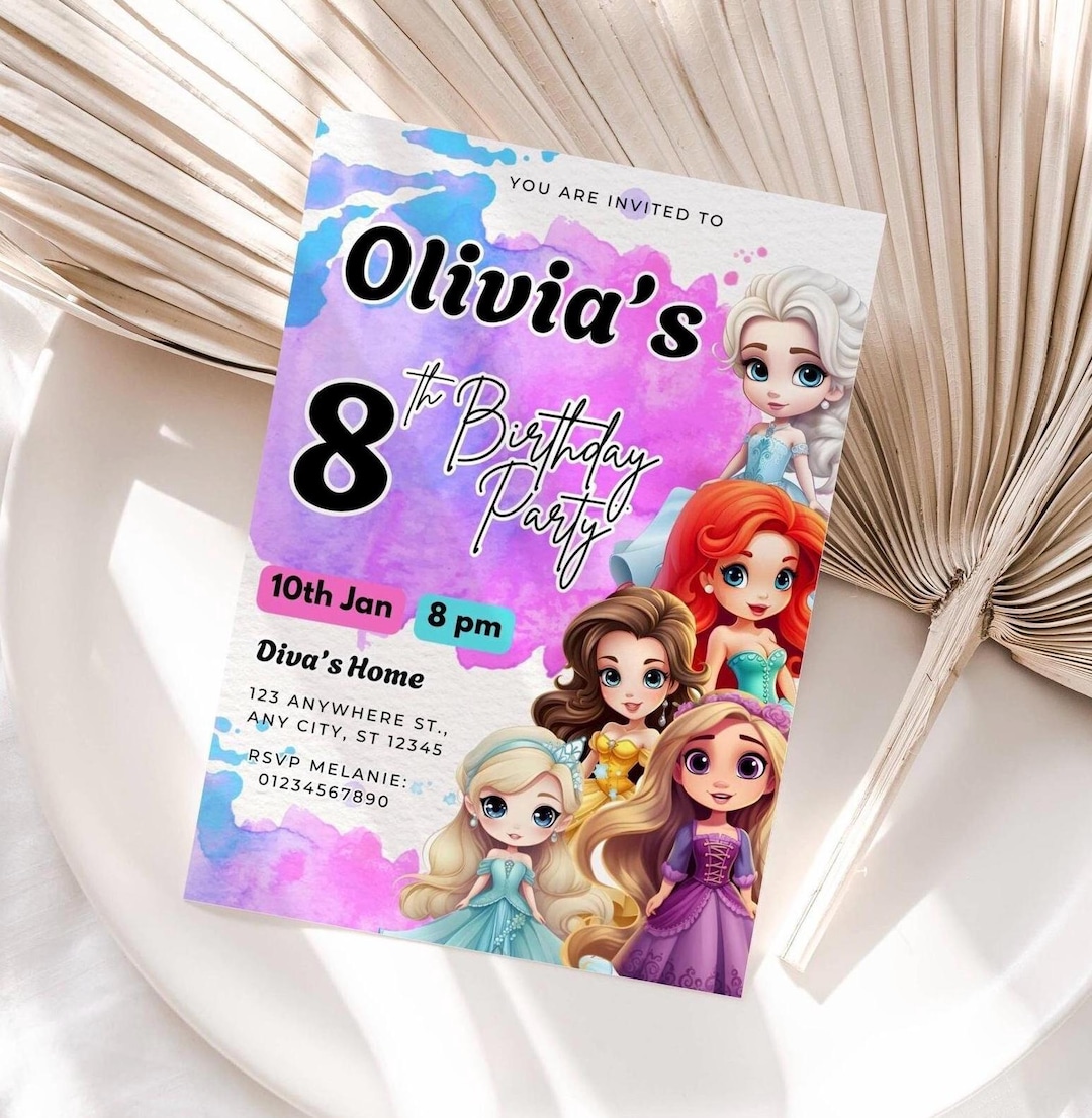 Princess Birthday Invitation Princess Invitation Princess Party ...