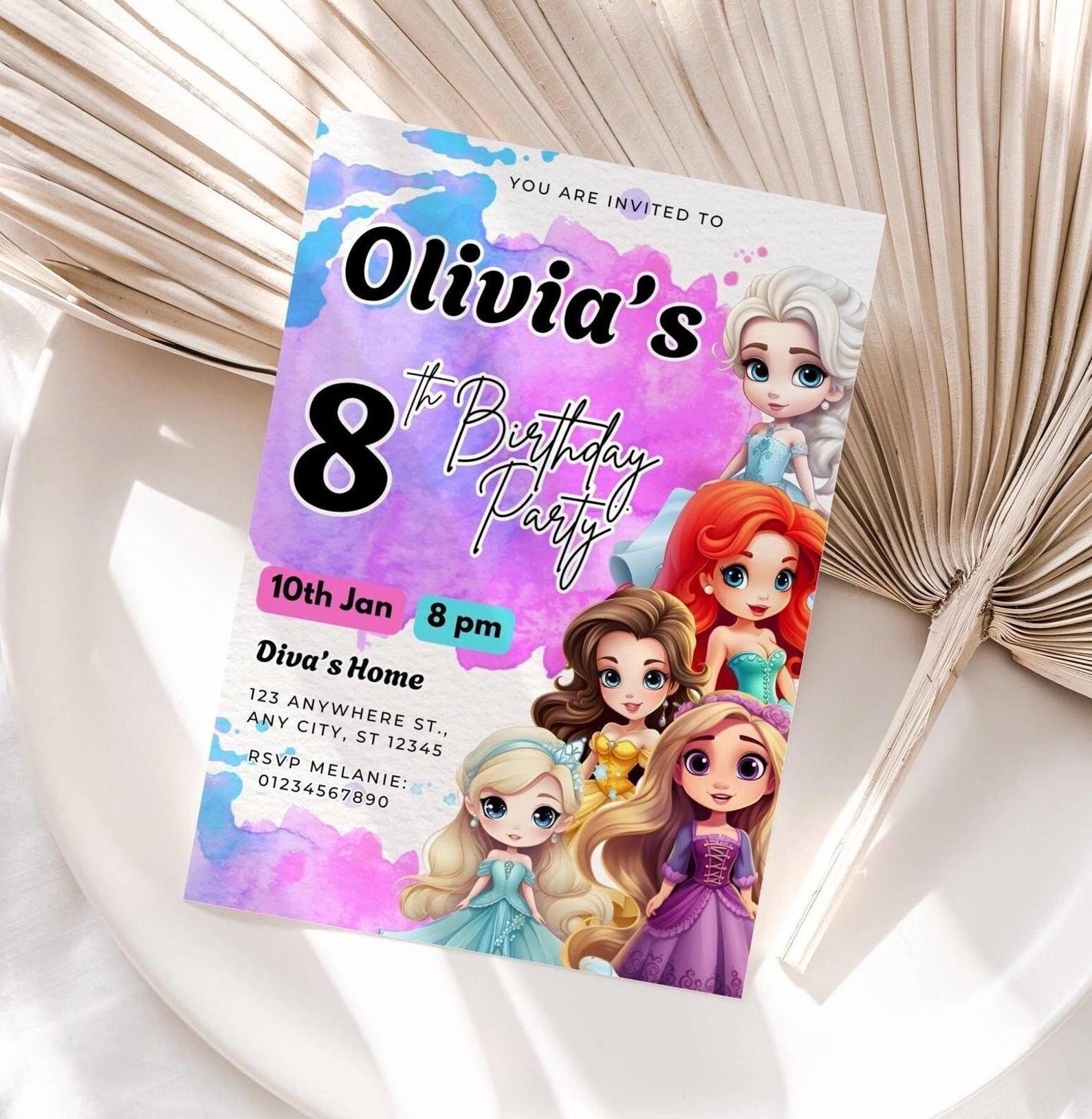 Princess Birthday Invitation Princess Invitation Princess Party ...