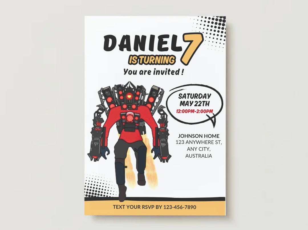 Upgraded Titan Cameraman Birthday Invitation Card Skibidi Toilet - Etsy