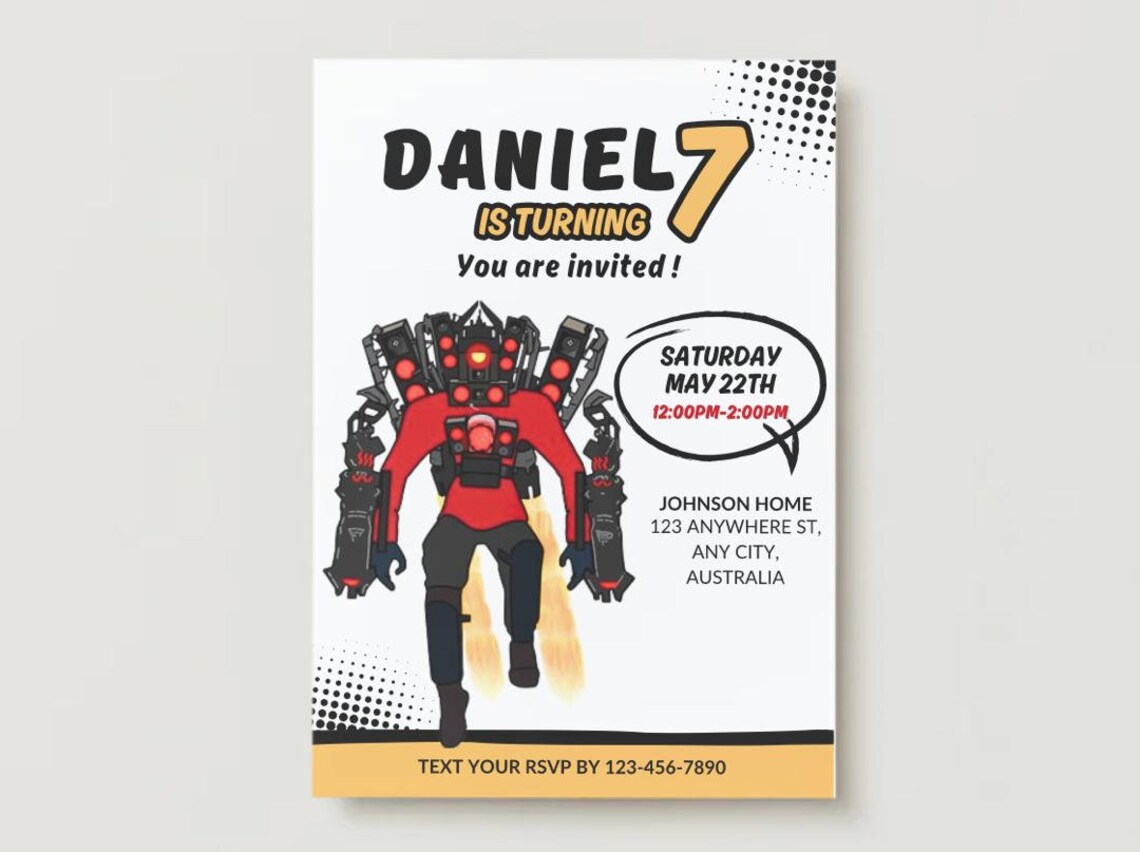 Upgraded Titan Cameraman Birthday Invitation Card Skibidi Toilet - Etsy