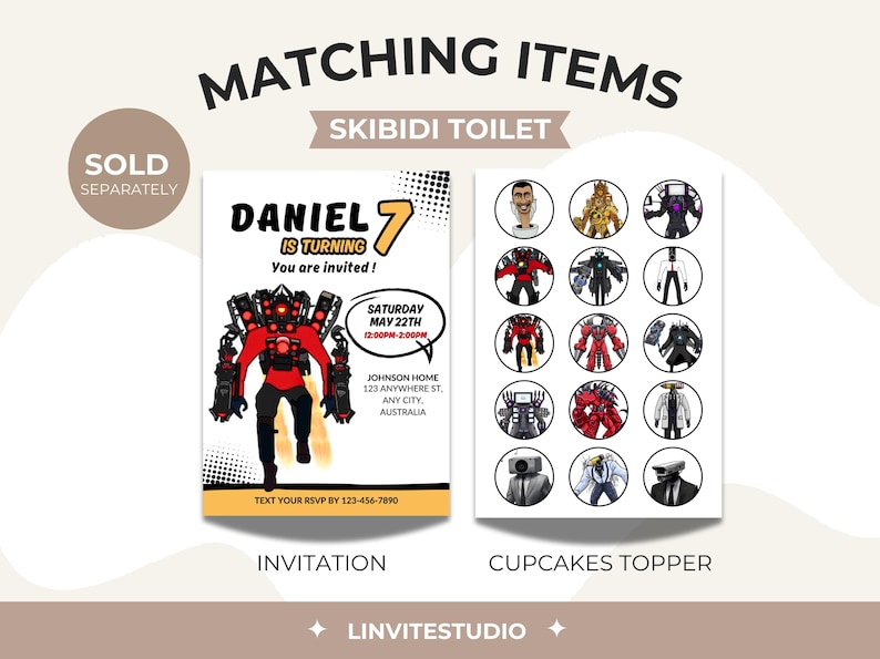 Skibidi Toilet Birthday Cupcake Toppers for Boy, Digital Skibidi ...