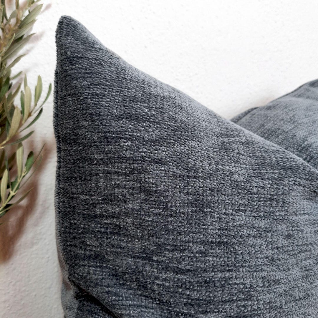 Smokey Blue Gray Pillow Covers, Boho Throw Pillow Case, Textured Euro ...