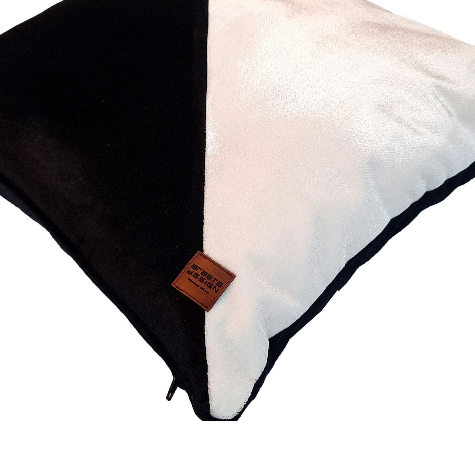Black and White Velvet Pillow Cover, Diagonal Pillow Cover 18