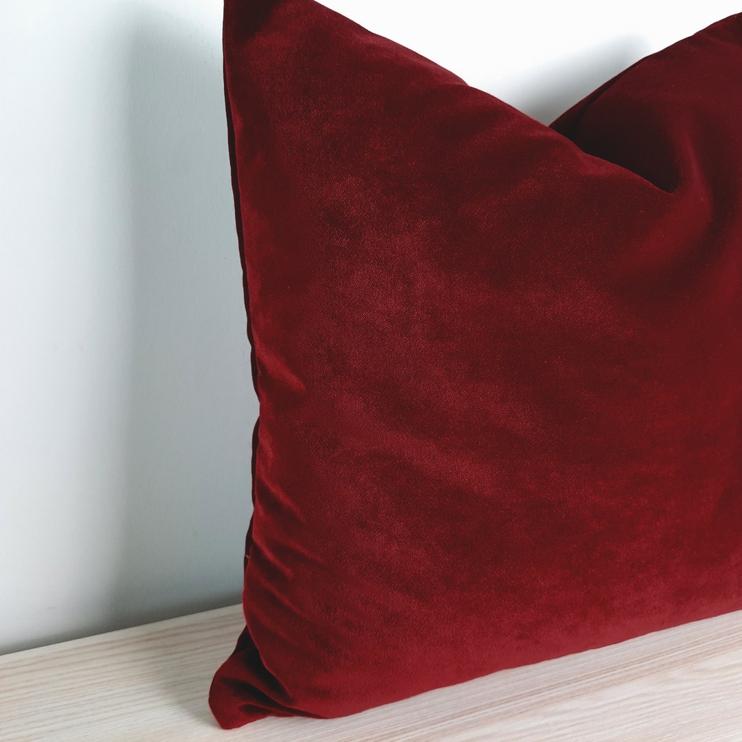 Burgundy Red Velvet Pillow Cover Any Size, Wine Red Luxury Throw Pillow ...