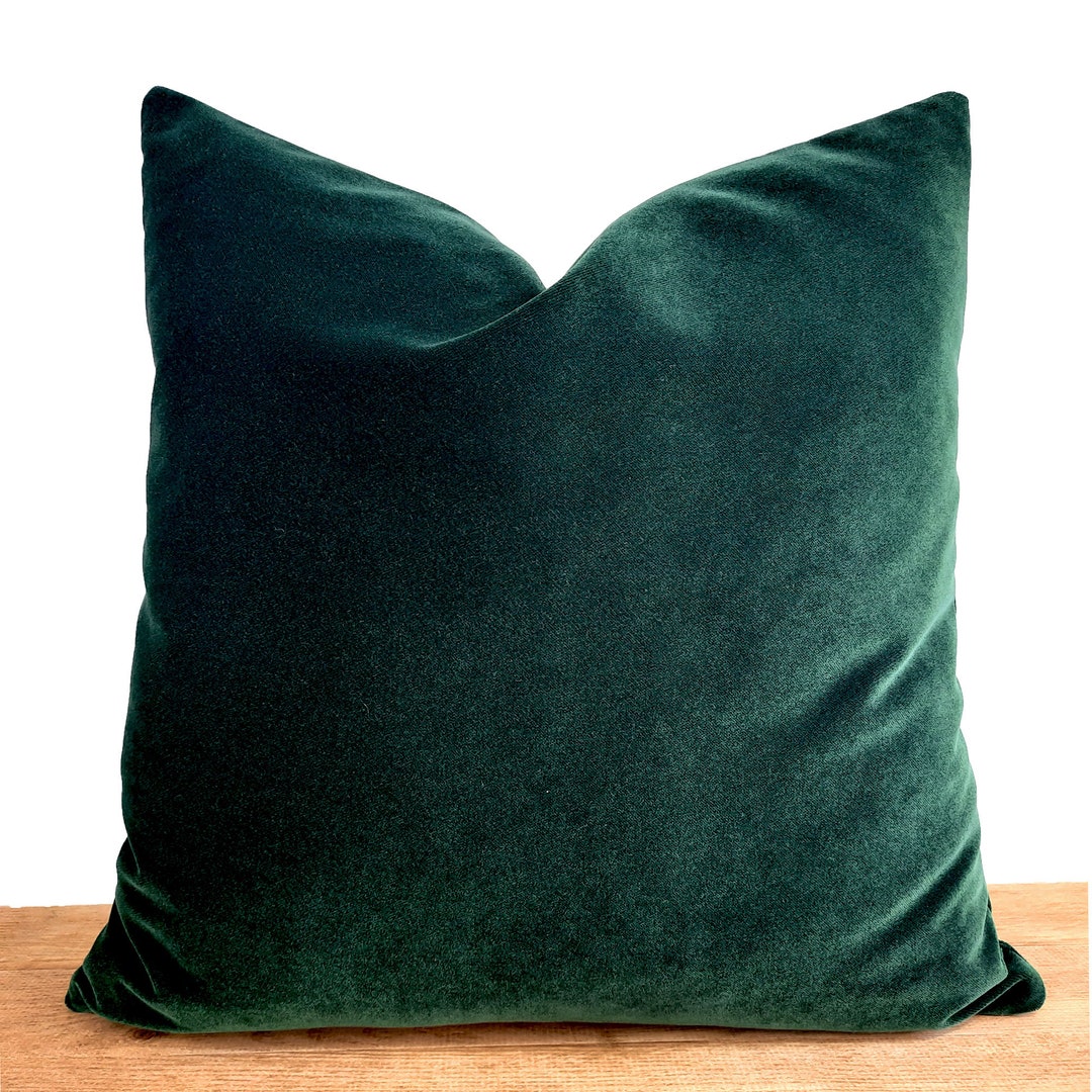 Dark Emerald Green Velvet Pillow Cover, Washable Green Throw Pillow ...