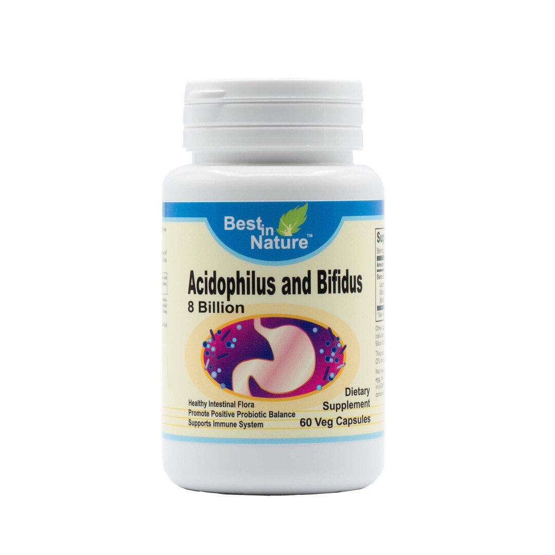 Acidophilus and Bifidus (8 Billion) Probiotic Supplement for Better Gut ...