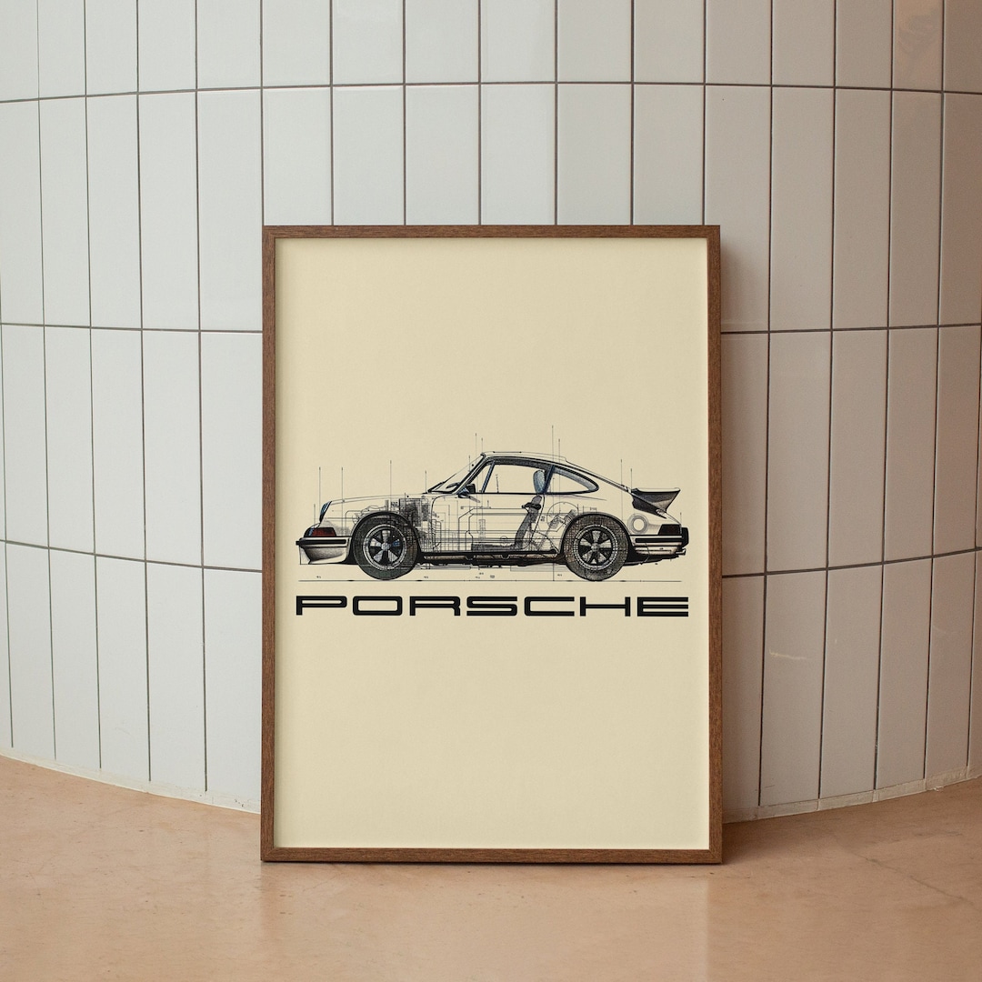 Retro Porsche 911 Art Print, Vintage Car Poster, Car Print, Retro ...