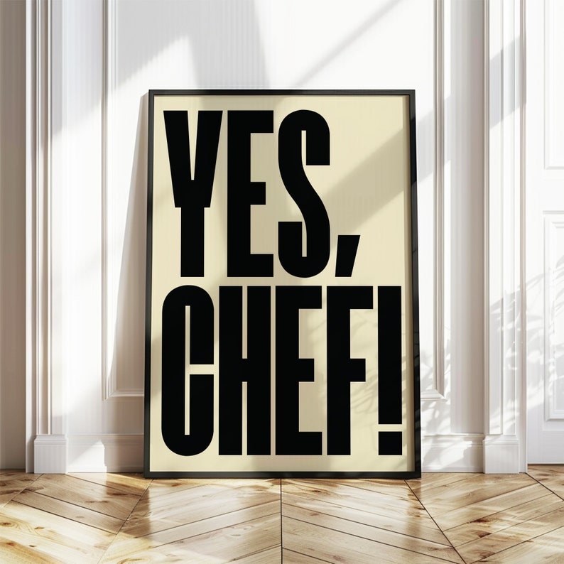Yes Chef Poster, the Bear Poster, Mid Century Print, Kitchen Wall Art ...