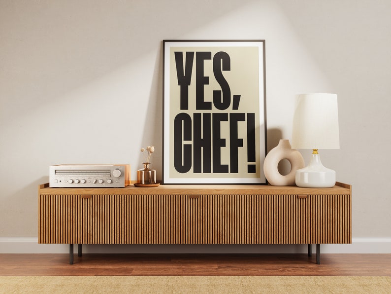 Yes Chef Poster, the Bear Poster, Mid Century Print, Kitchen Wall Art ...