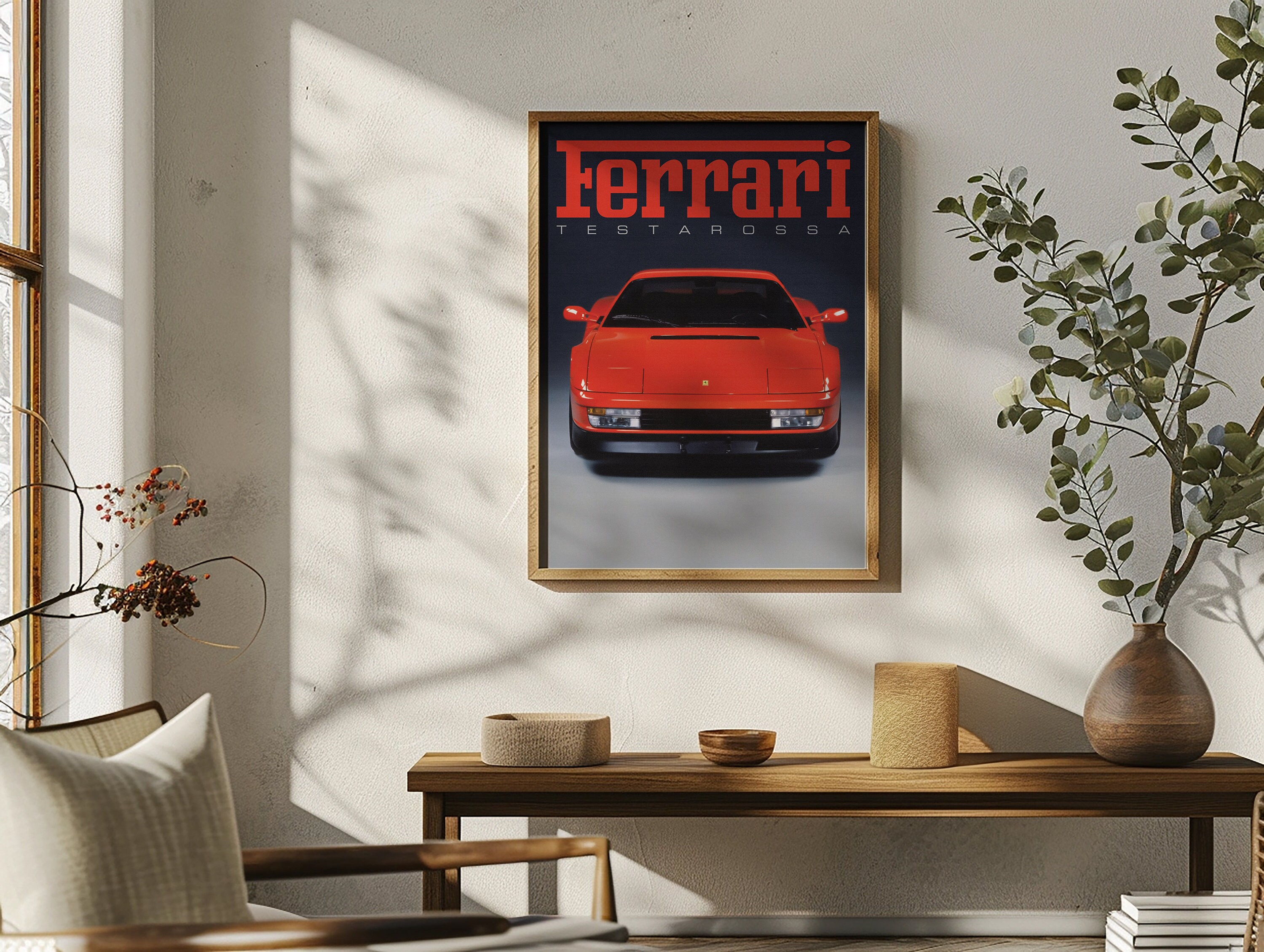 Vintage Ferrari Testarossa Supercar Poster: Retro Italian Sports Car ...