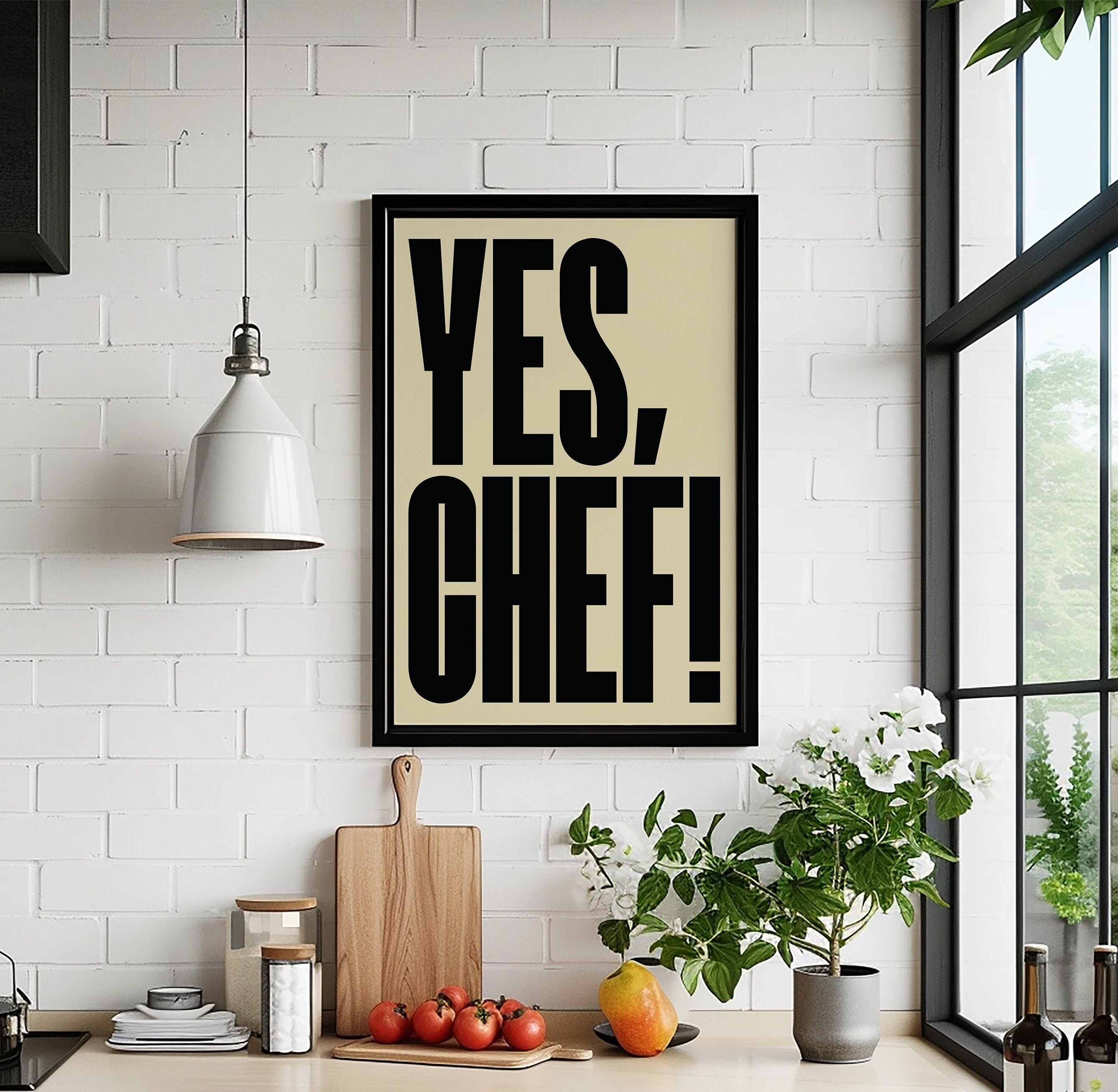 Yes Chef Poster, the Bear Poster, Mid Century Print, Kitchen Wall Art ...