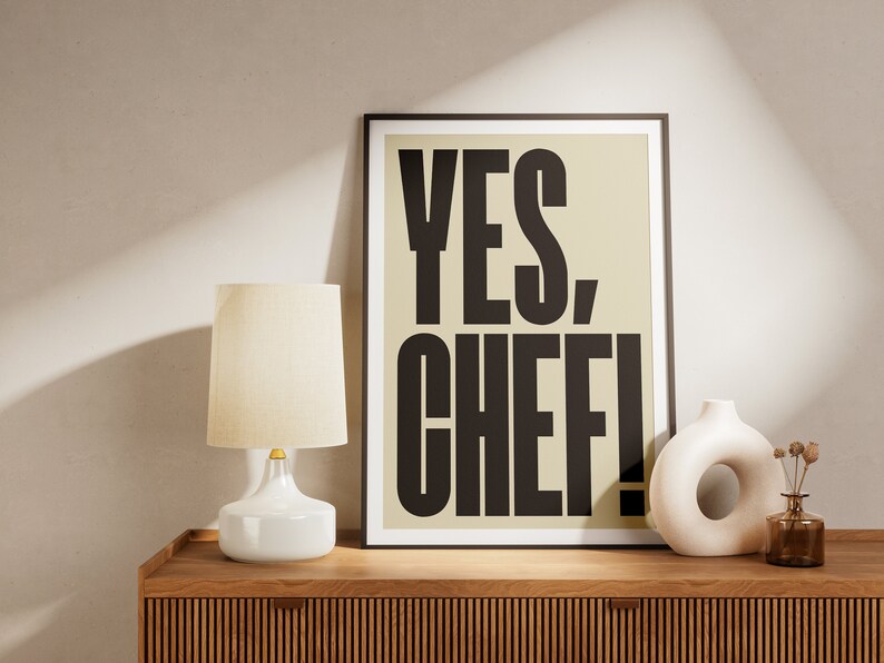 Yes Chef Poster, the Bear Poster, Mid Century Print, Kitchen Wall Art ...