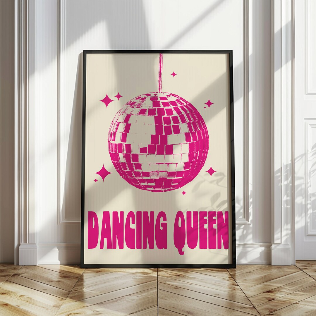 Dancing Queen Wall Art, Disco Ball Print, Funky Print, Groovy Posters, Dorm Room Decor, Retro ...