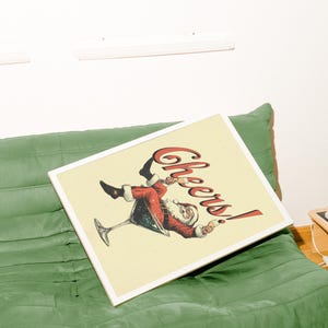 Santa Cheers Print, Vintage Christmas Prints, Digital Holiday Prints ...