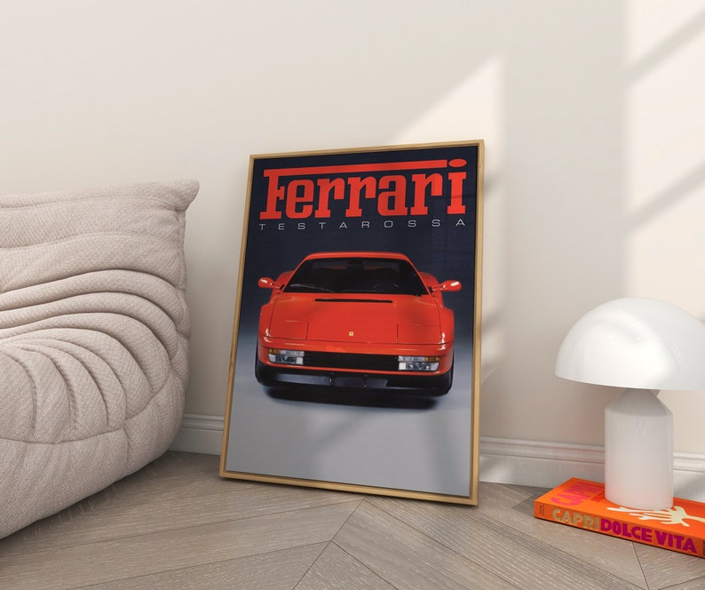 Vintage Ferrari Testarossa Wall Art, Supercar Print, Italian Sports Car ...