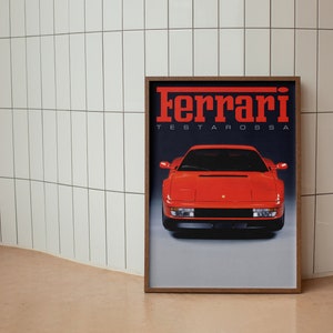 Vintage Ferrari Testarossa Wall Art, Supercar Print, Italian Sports Car ...