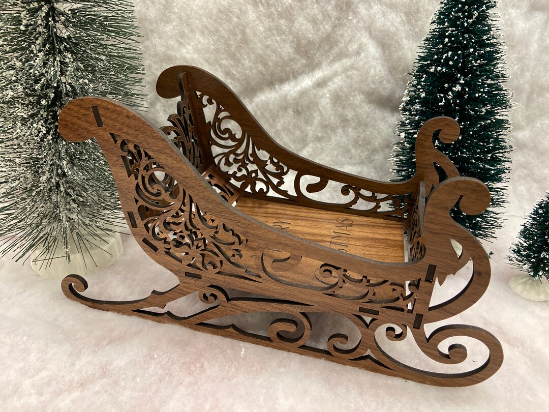 Christmas Sleigh Fully Assembled Walnut! - Etsy