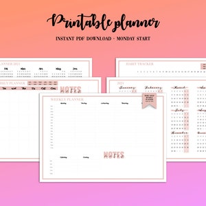 Printable Rose Gold Planner 2021 - Etsy