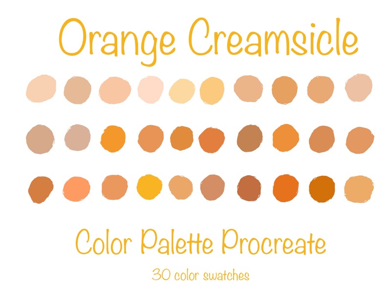 Procreate Color Palette Orange Creamsicle Happy Swatches Bright Colors ...