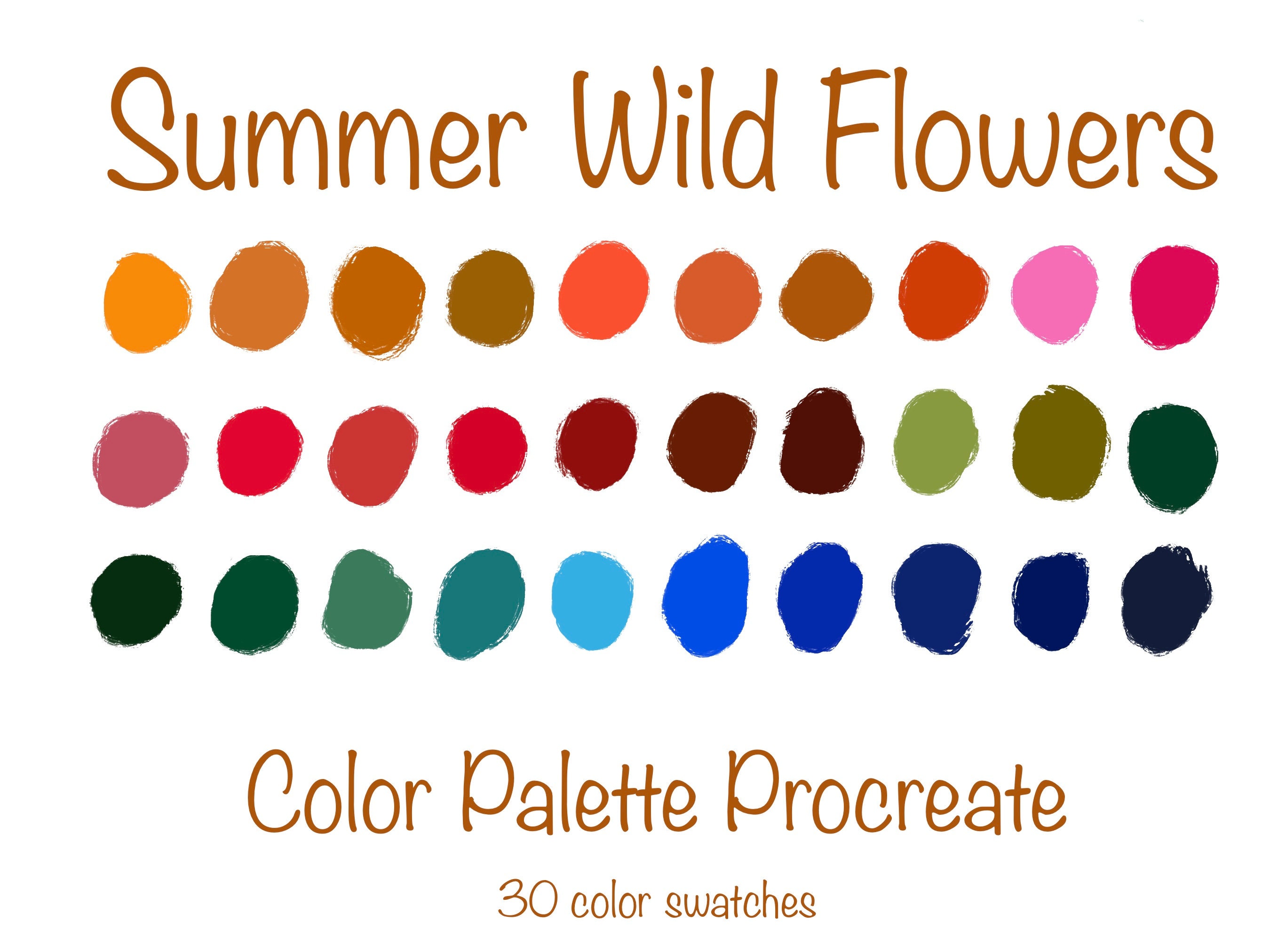 Procreate Color Palette Summer Wild Flowers Swatches Pink Colors 30 ...