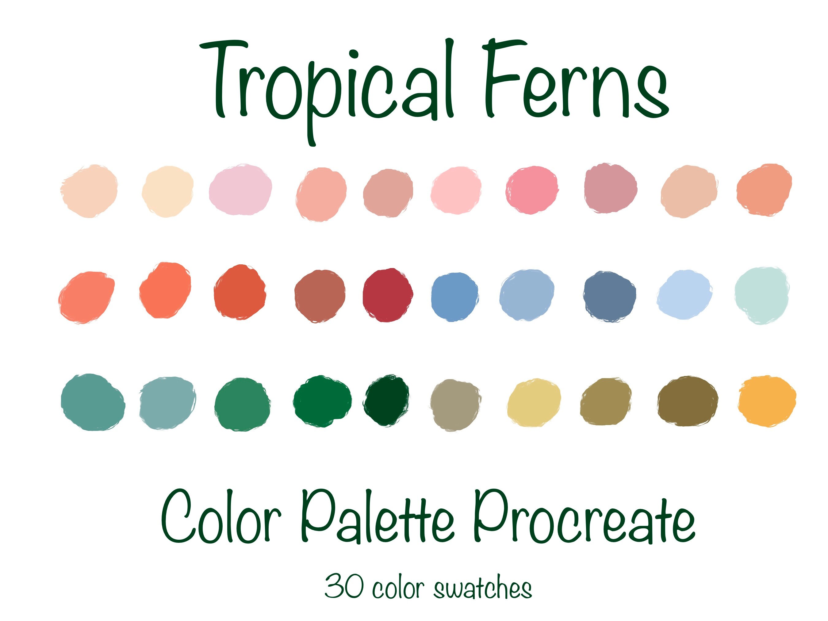 Procreate Color Palette Tropical Ferns Swatches Floral Colors 30 Colors ...