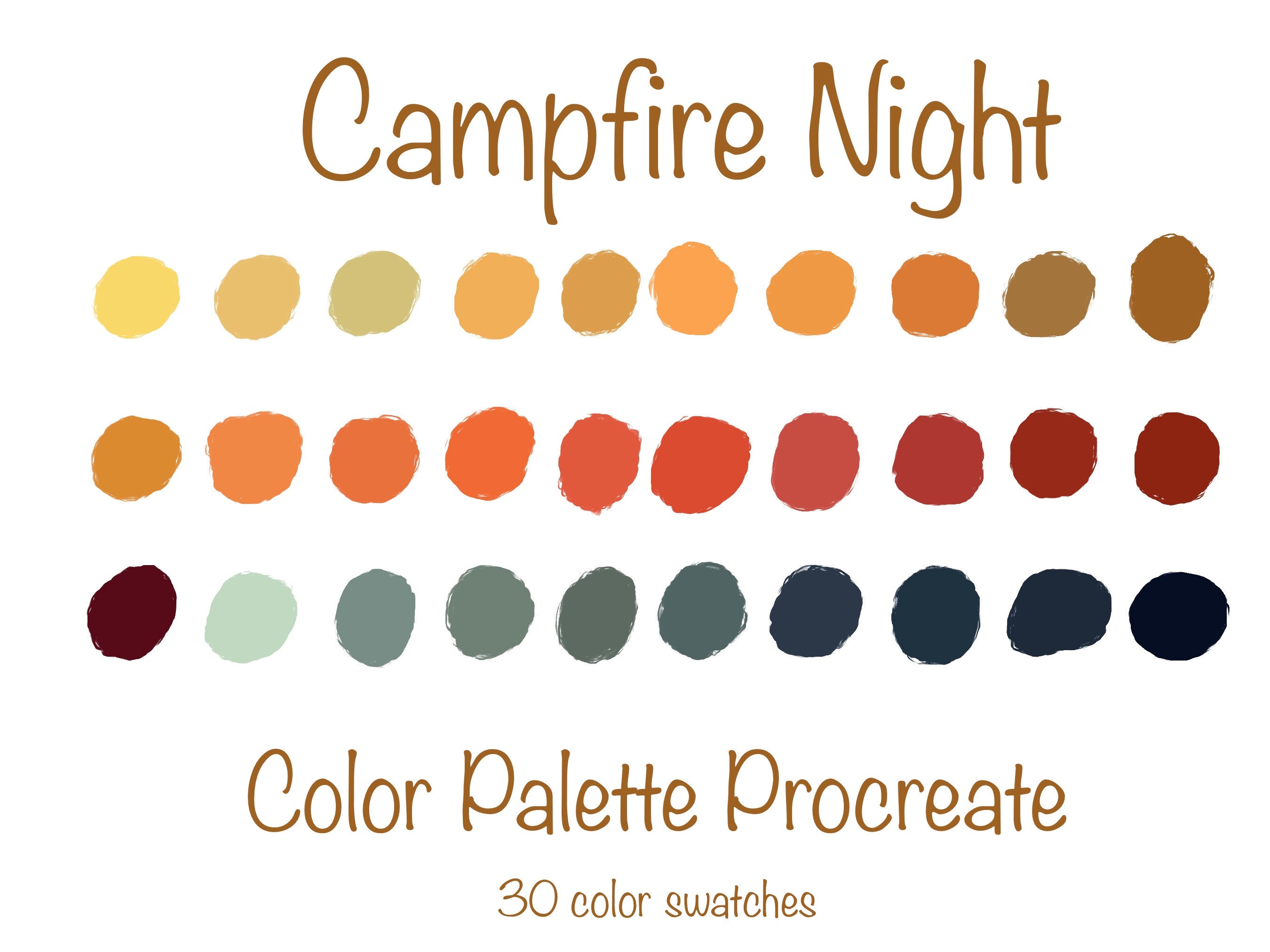Procreate Color Palette Campfire Night Warm Swatches Night Time Colors ...