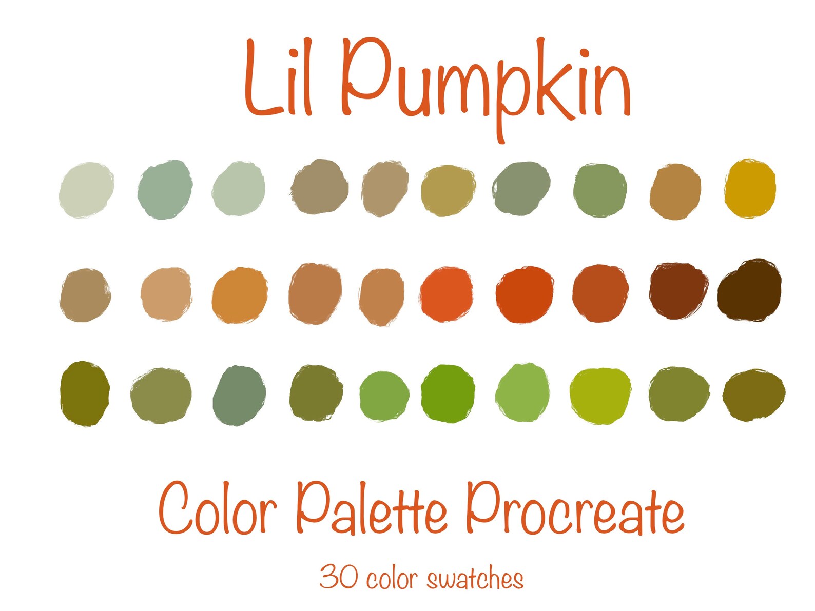 Procreate Color Palette Lil Pumpkin Swatches Fall Time Colors 30 Colors ...