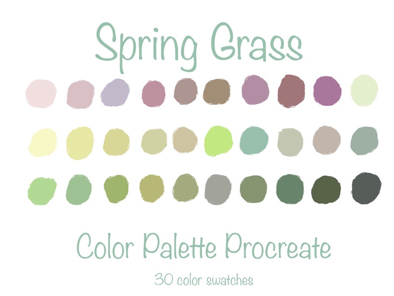 Procreate Color Palette Spring Grass Swatches Easter Time Colors 30 ...