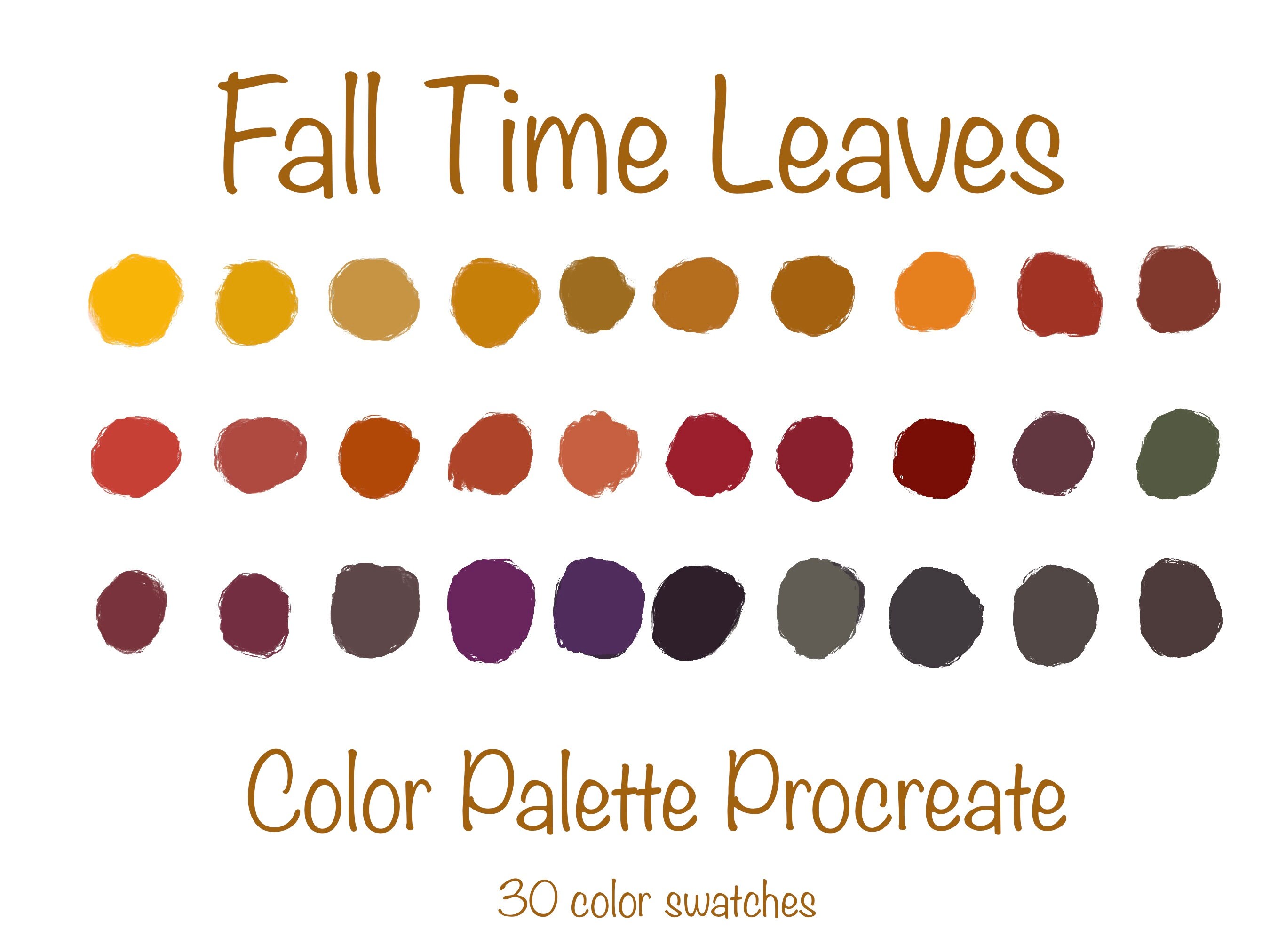 Procreate Color Palette Fall Time Leaves Swatches Fall Time Colors 30 ...