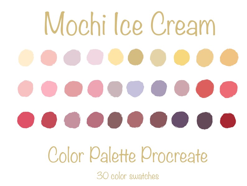 Procreate Color Palette Mochi Ice Cream Swatches Vintage Colors 30 ...