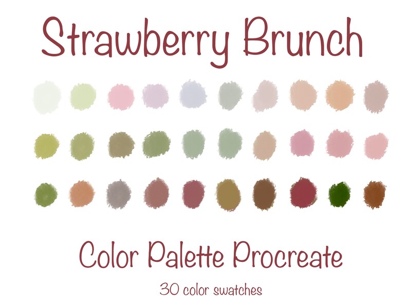 Procreate Color Palette Strawberry Brunch Swatches Pink Colors 30 ...