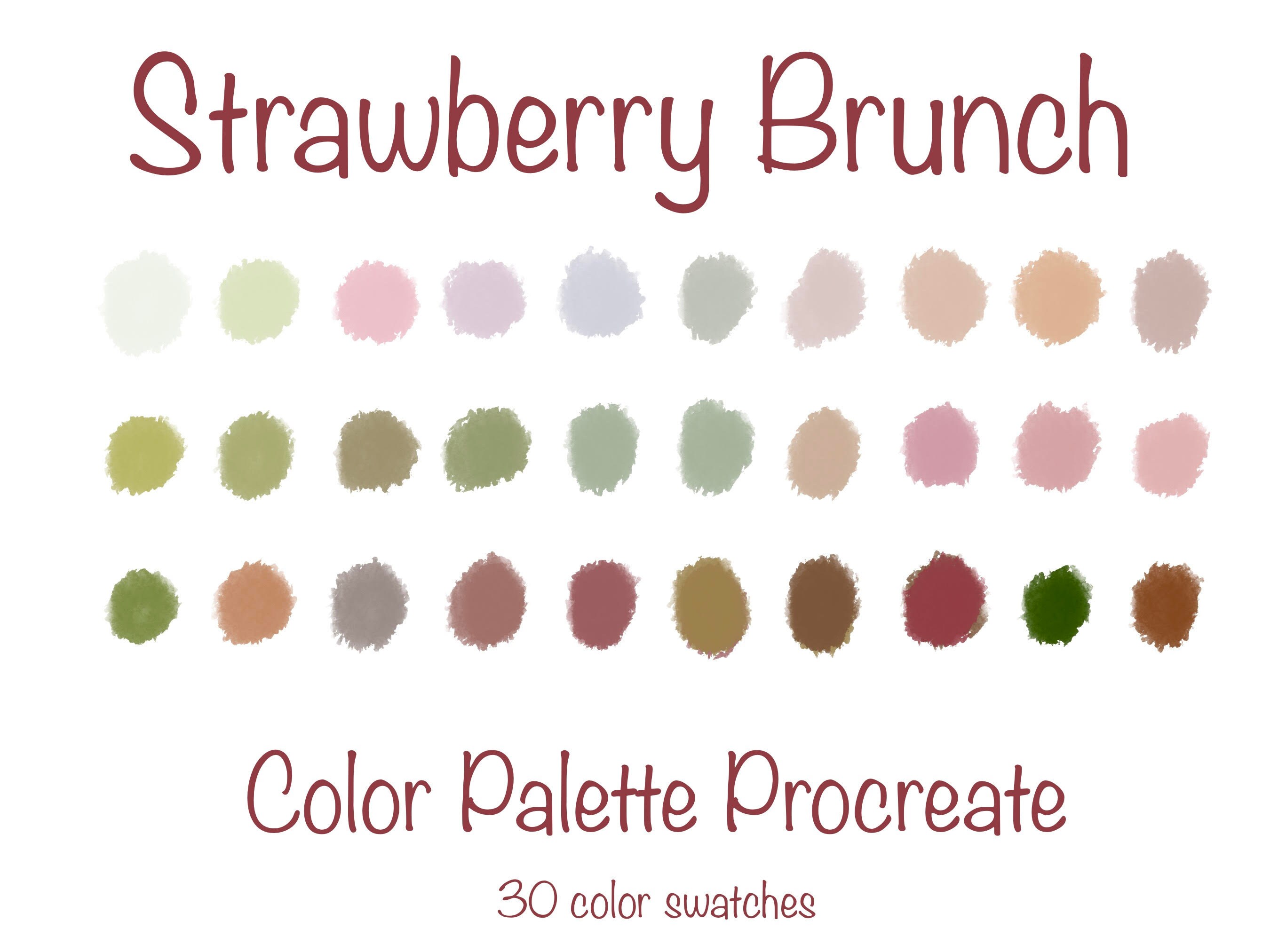 Procreate Color Palette Strawberry Brunch Swatches Pink Colors 30 ...