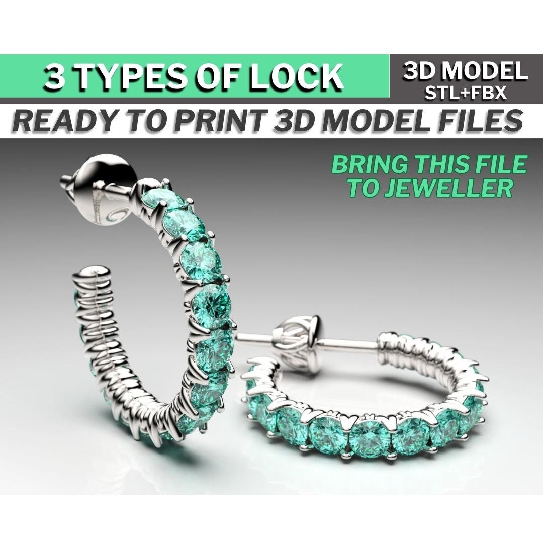 Hoop 3d Printable Stud Earrings, New Unique Design Hoop Earring Stl ...