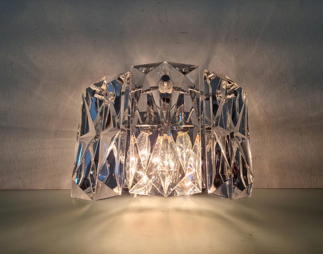 Pair of Elegant Mid Century Glass Prism Sconces by Kinkeldey - Etsy