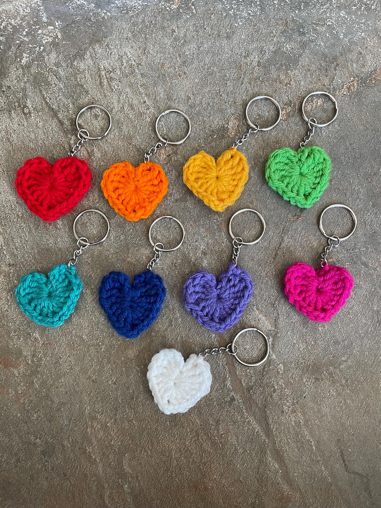 Crochet Heart Keychains - Etsy