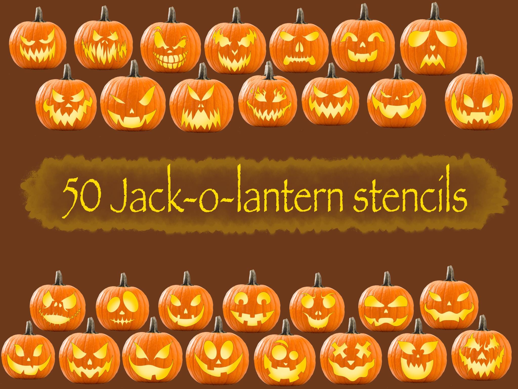 50 Jacko-o-lantern Pumpkin Carving Stencils - Digital Download - Etsy