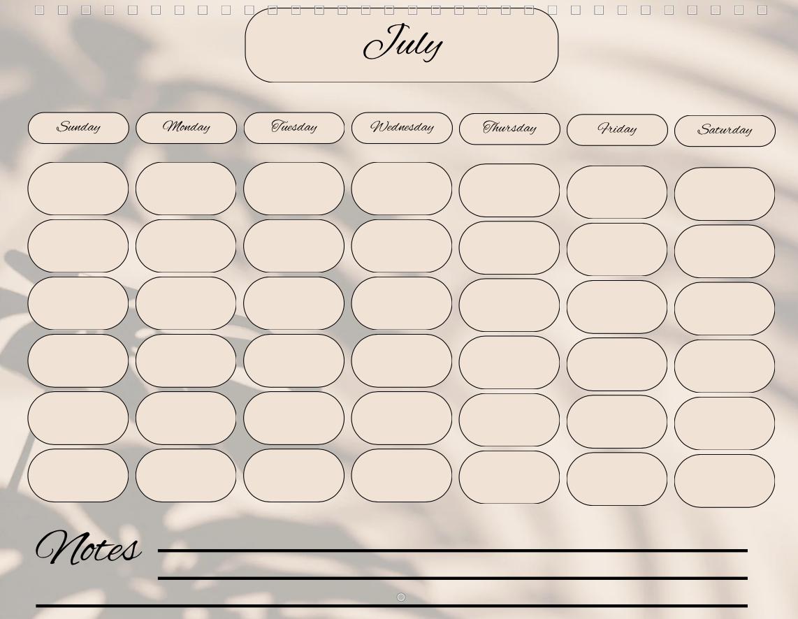 Blank Calendar Template Download - Etsy