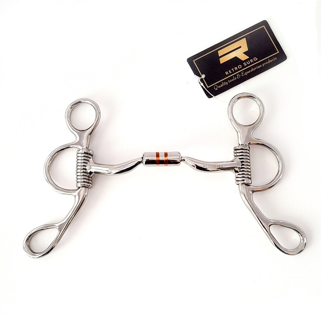 Western Argentine Low Port Barrel Curb Bit With Copper Inlay Roller. - Etsy