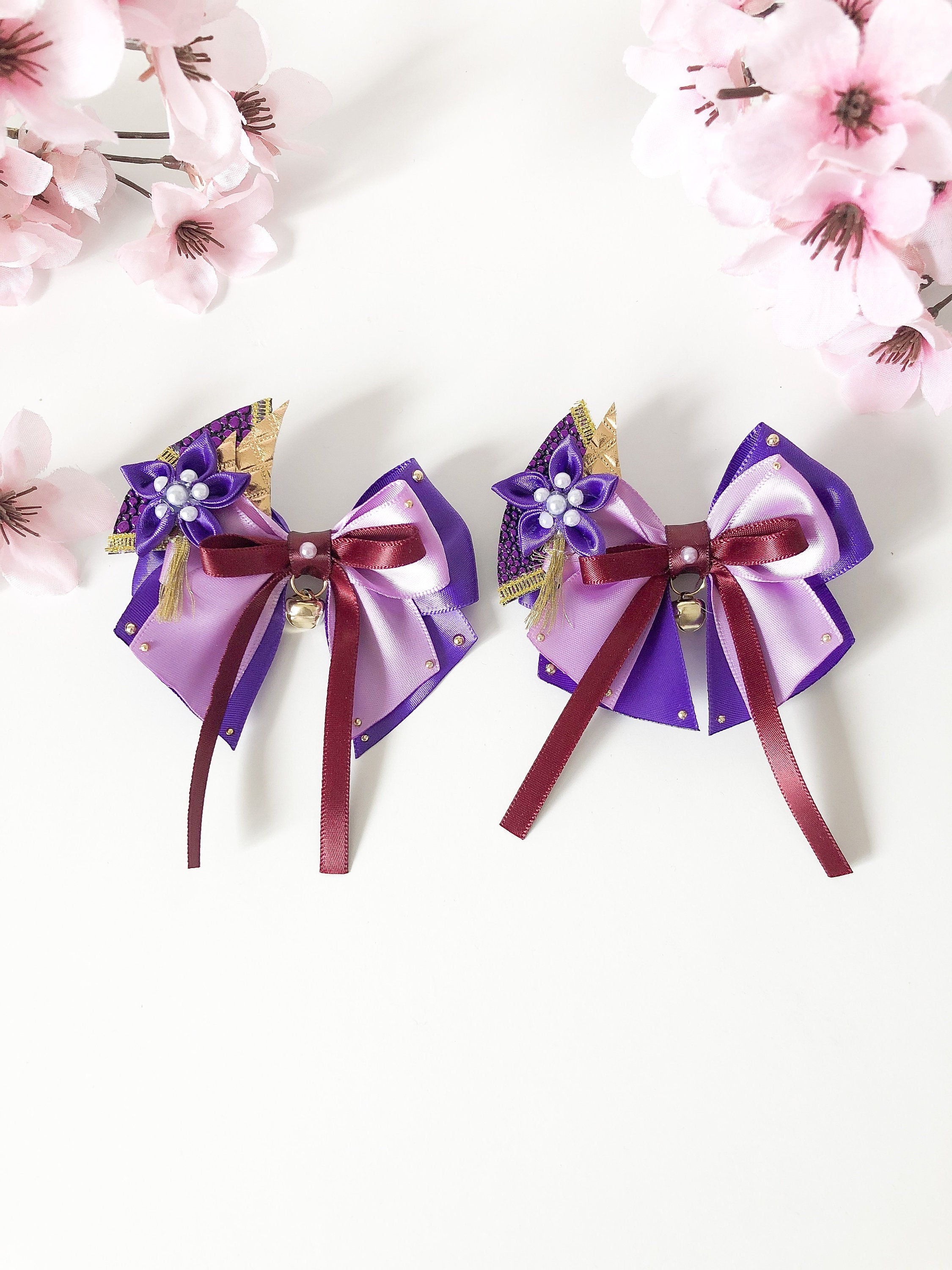 Raiden Shogun Genshin Clip Ins Hair Bows - Etsy Canada